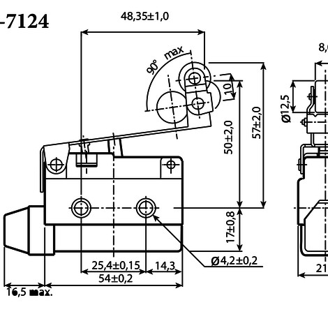 Концевой выключатель AZ-7124 роликовый рычаг 10А 1НО+1НЗ IP65 ЭНЕРГИЯ ...